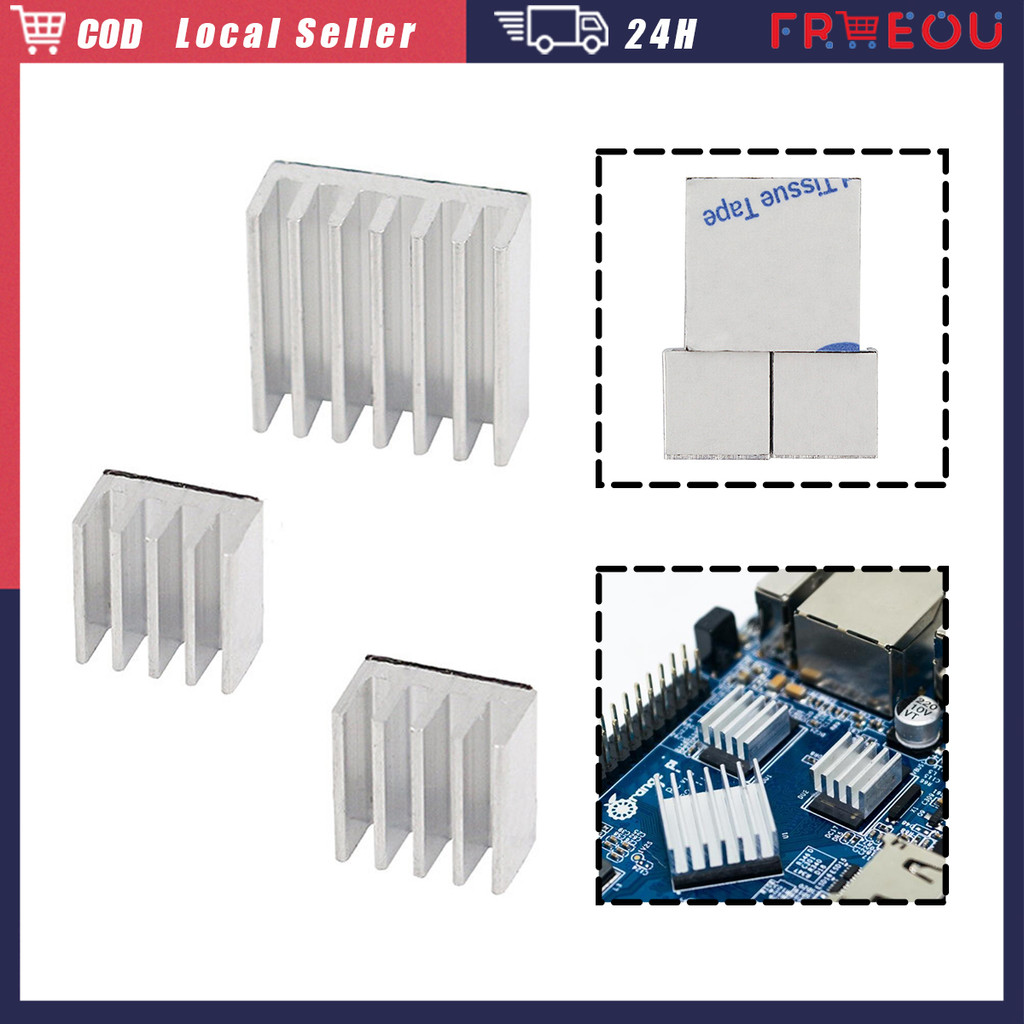 Cooler Pure Aluminum Heat Sink 3pc Set Aluminum Heatsink For Raspberry ...