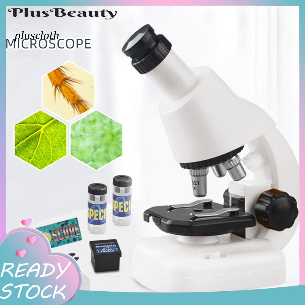 1 Set LED Lights Education Microscope for Gift Beginner Microscope Kit with Microscope Slide ...