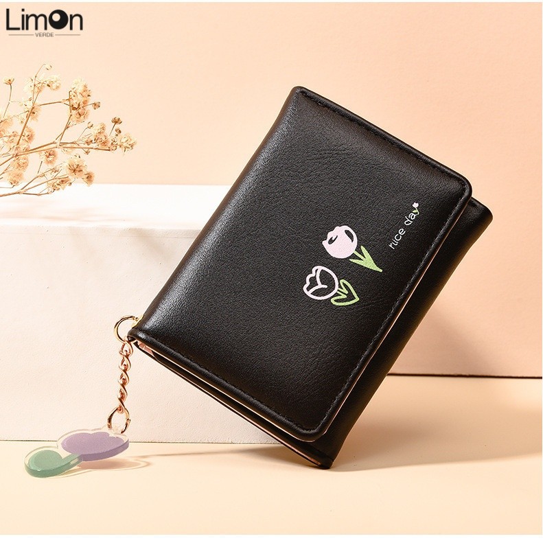 2024New Wallet Short Three Fold Solid Color Simple Cute Student Folding ...