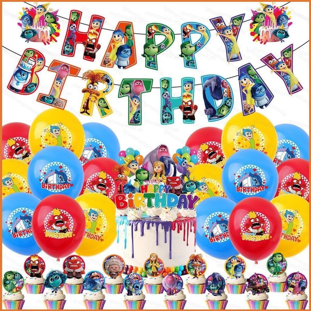 Inside Out Themed Decoration Celebrate birthday Party Banner backdrop ...