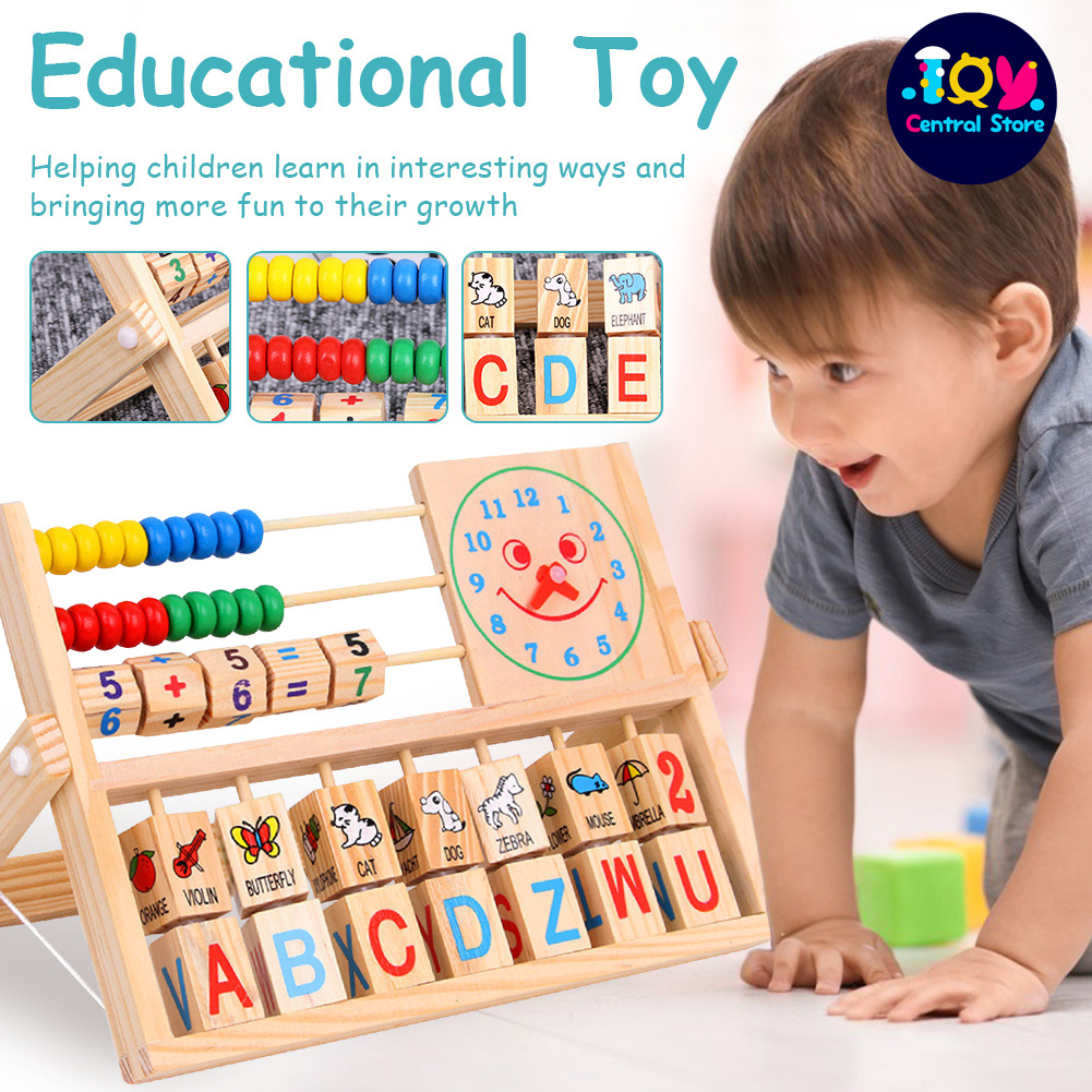 Kids Row Wooden Beads Abacus Count Frame Teaching Aid Math Counting ...