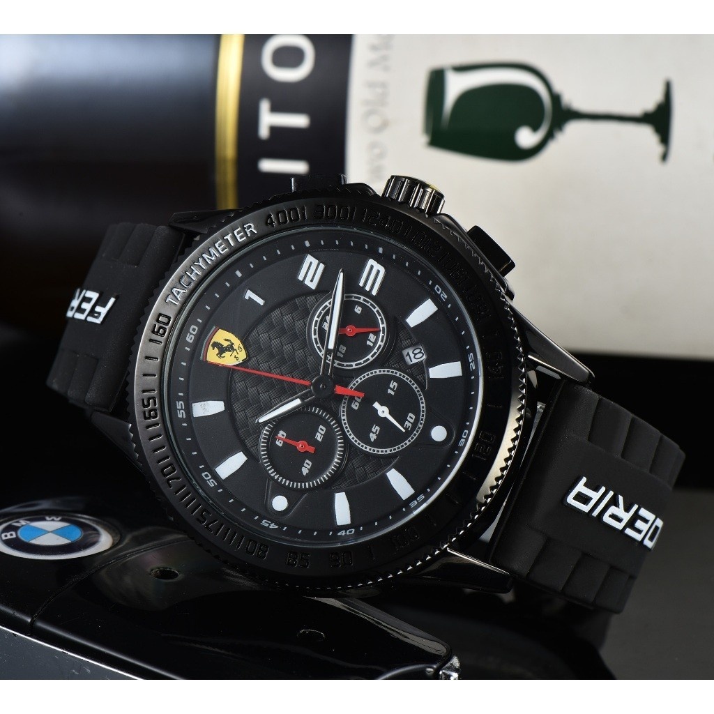 Ferrari Ferrari Stainless Steel Case Rubber Strap Men's Watch Rui Watch ...