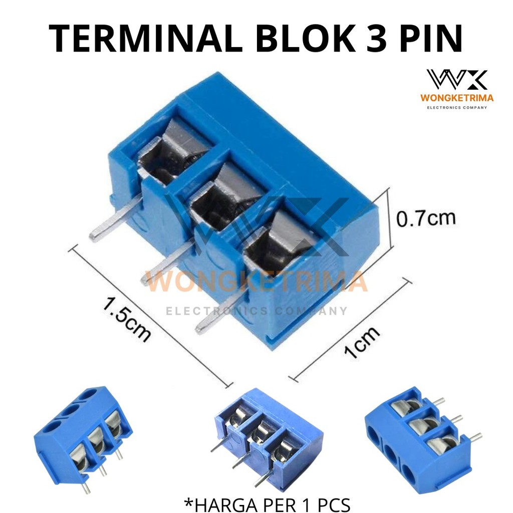 Terminal BLOCK 3 PIN SCREW SCREW PCB BLOCK 3P PITCH 5MM CABLE CONNECTOR ...