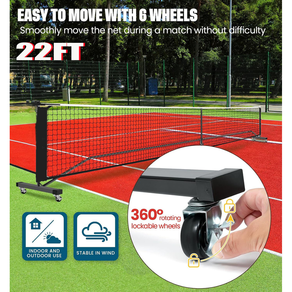 22FT Portable Pickleball Net Tournament Pickleball Net Metal Frame with ...