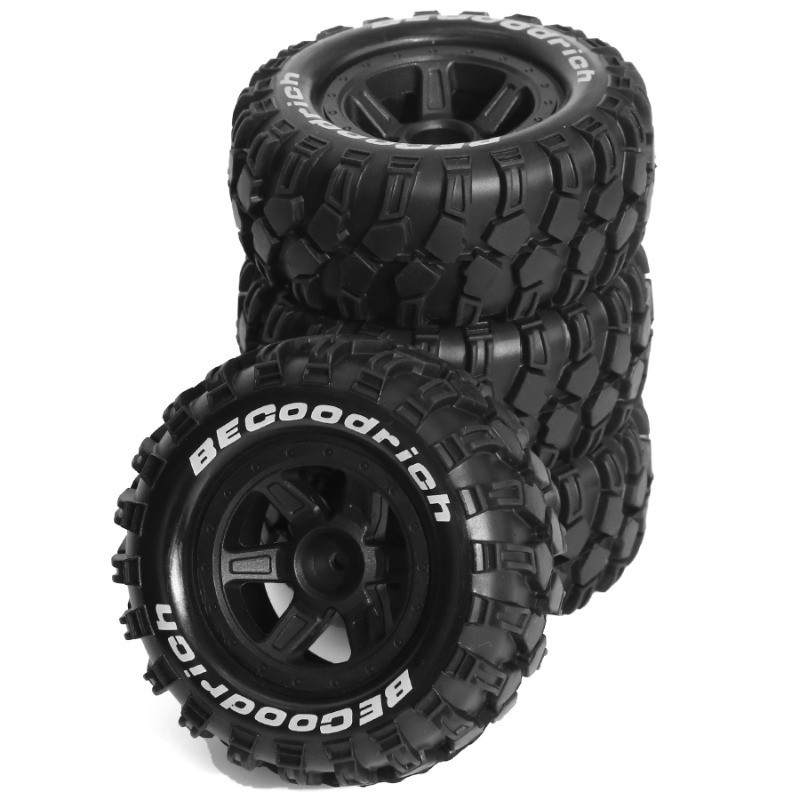 4pcs 90mm 1.9" Plastic Wheel Rim Rubber Tire Set for 1/10 RC Crawler Car Axial SCX10 90046 Trxs ...