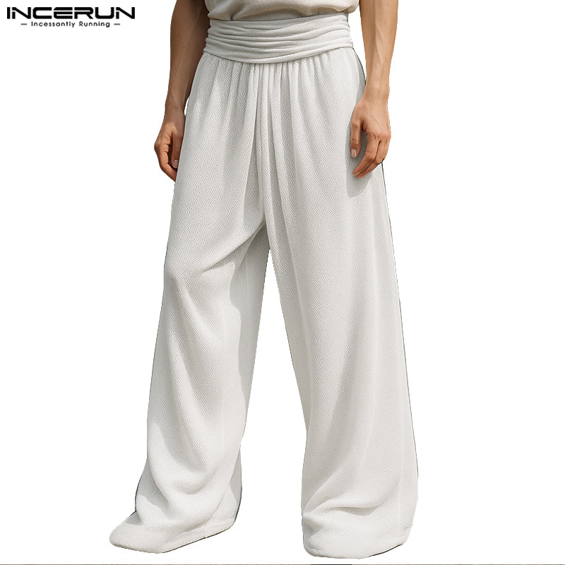 INCERUN Men's Fashion Texture High Waist Pants | Shopee Philippines