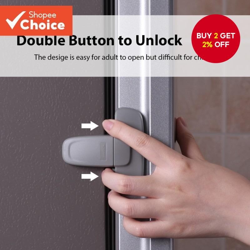 Refrigerator Safety Lock - Double-Sided Adhesive for Flat Surfaces Only ...