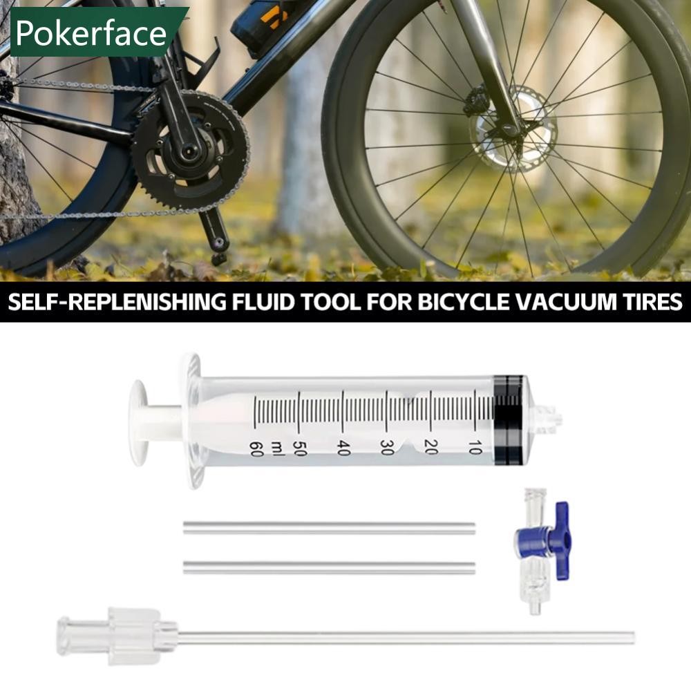 POKERFACE 60ML Bicycle Tubeless Tire Liquid Injection Tool Syringe ...