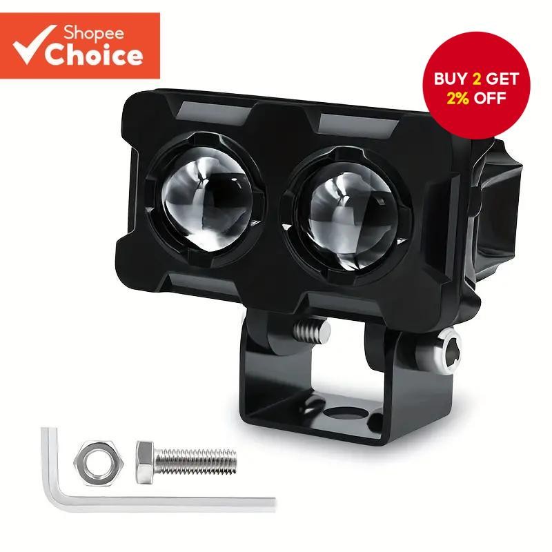 Motorcycle LED Spotlight Dual Lens Scooter Light Super Bright Spotlight ...