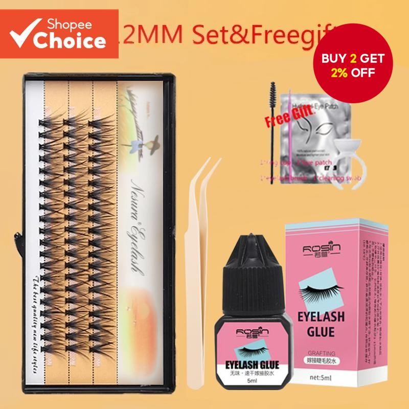 False Eyelashes Set with Glue and Tweezers Grafting False Eyelashes ...