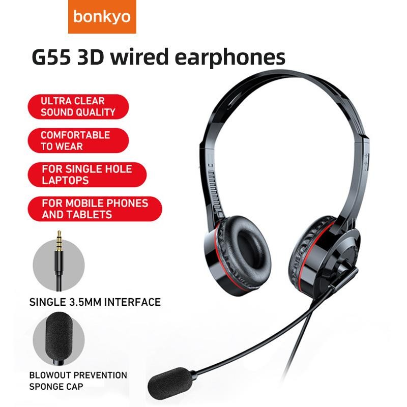 Bonkyo headphone G55 Professional Call Center 3.5mm Wired Headset With ...