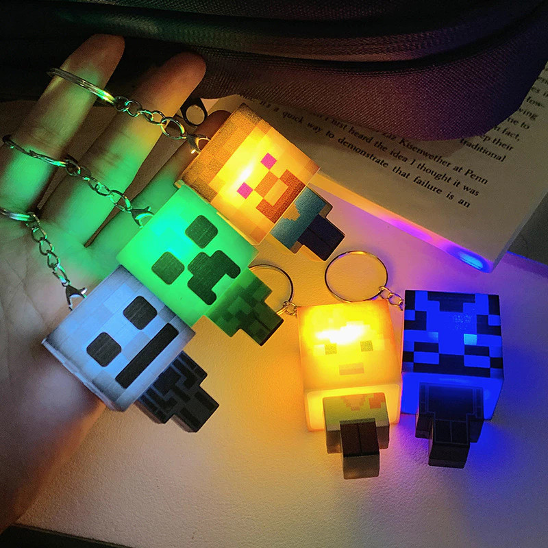 Mini Minecraft Luminous Keychain Creative Blocks Building Blocks ...