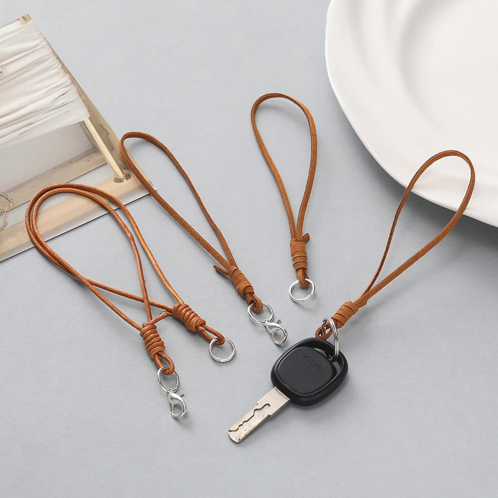 St. kunkka Metal Buckle Suede Keychain Lanyard Cowhide Lanyard DIY ...