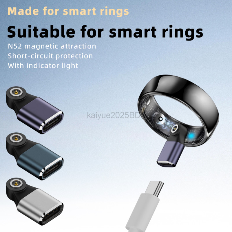 Type-C to smart ring charging adapter with a round connector and ...