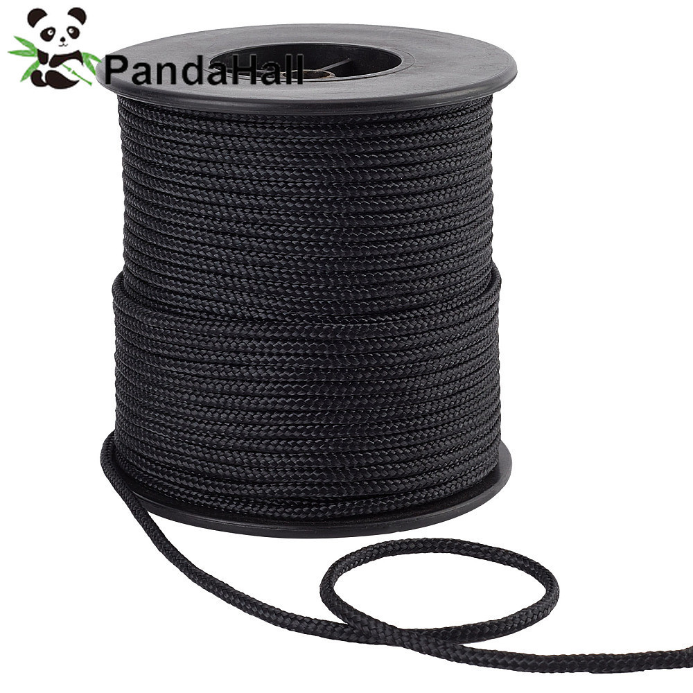 1Roll Nylon Braided Cords Round Black 3mm about 54.68 Yards(50m)/Roll ...