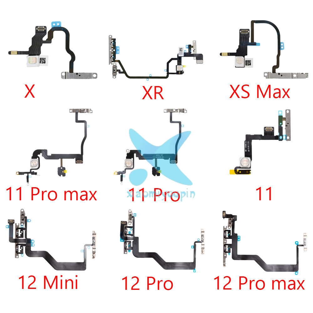 Power Volume Buttons Flex Cable For Phone 11 12 Pro Max 12 mini X XS ...