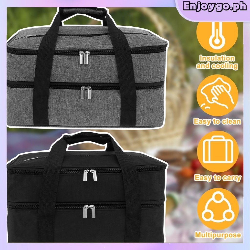 Insulated Double Casserole Carrier Expandable Thermal Tote Bag ...