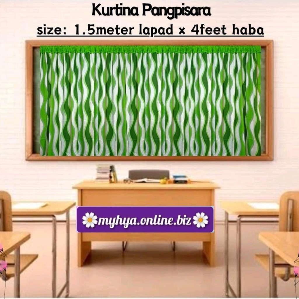 chalkboard curtain wave design/ kurtina pangpisara/ blackboard or school curtain 1.5 meter x4ft ...