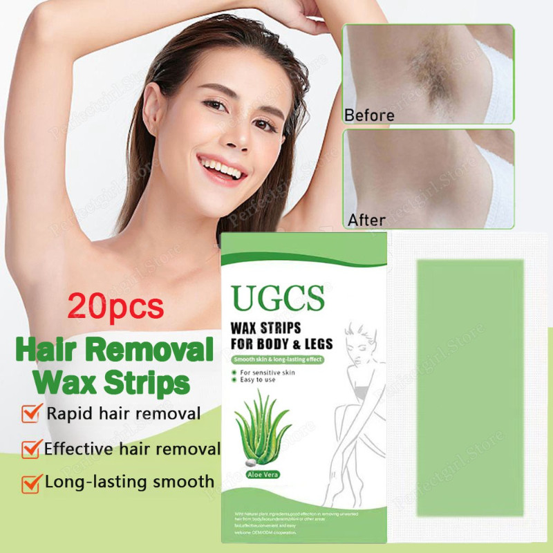 20Pcs Hair Removal Wax Strips Facial Body Depilatory Disposable Paper ...