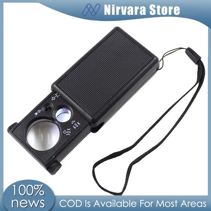 Magnifier 30X 60X Handheld Magnifying Glass With LED UV Lighted Loupe ...