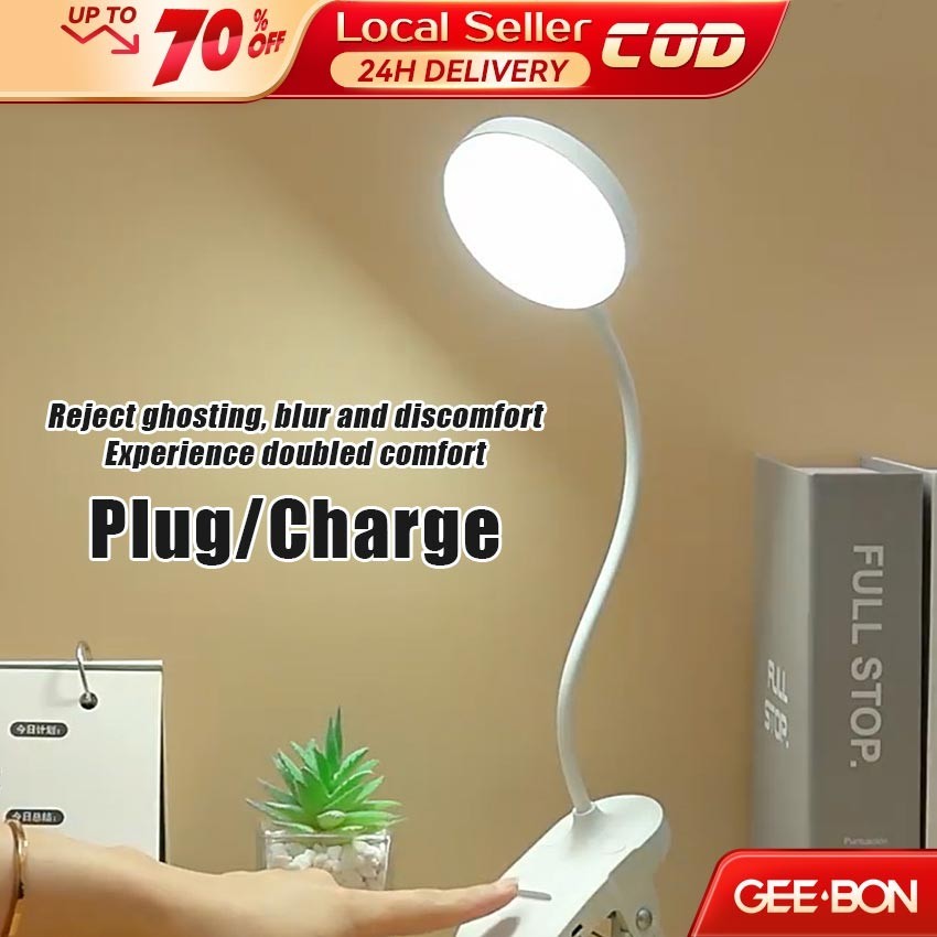 GEEBON Led Clamp Desk Lamp USB Rechargeable Flexible Gooseneck Touch ...