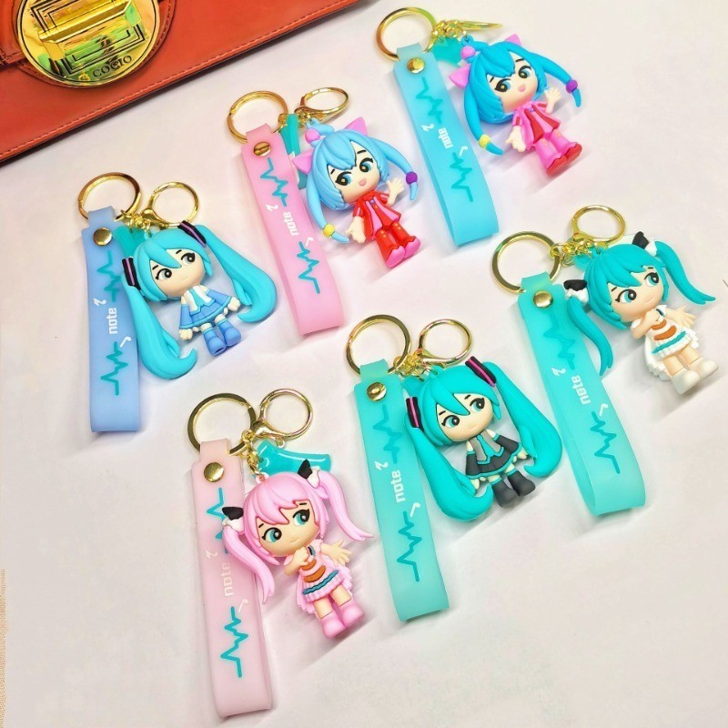 Hatsune Miku Keychain Kawaii Anime Cartoon Cute Bag Pendant Dolls Car ...