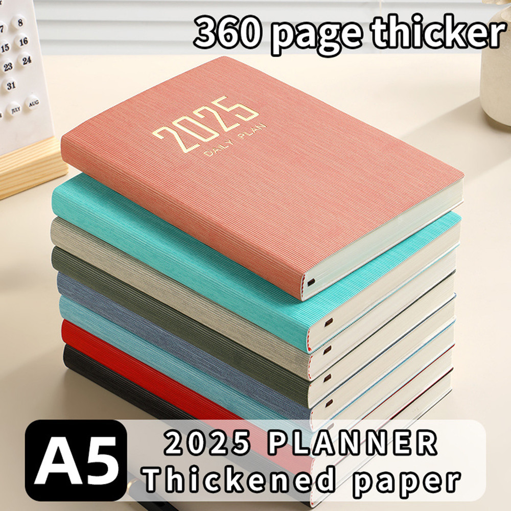 2025 A5 Agenda Book Thickened 365 Days Notepad Daily Plan English ...