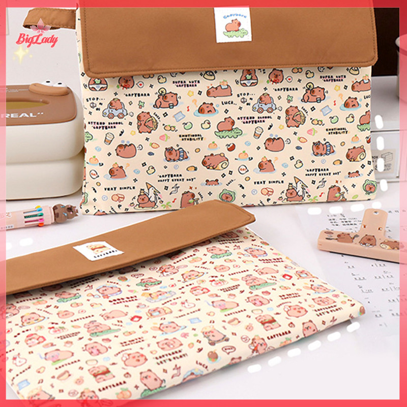 UVLN> Large Capacity Cute Capybara Print File Folder Portable Cartoon ...