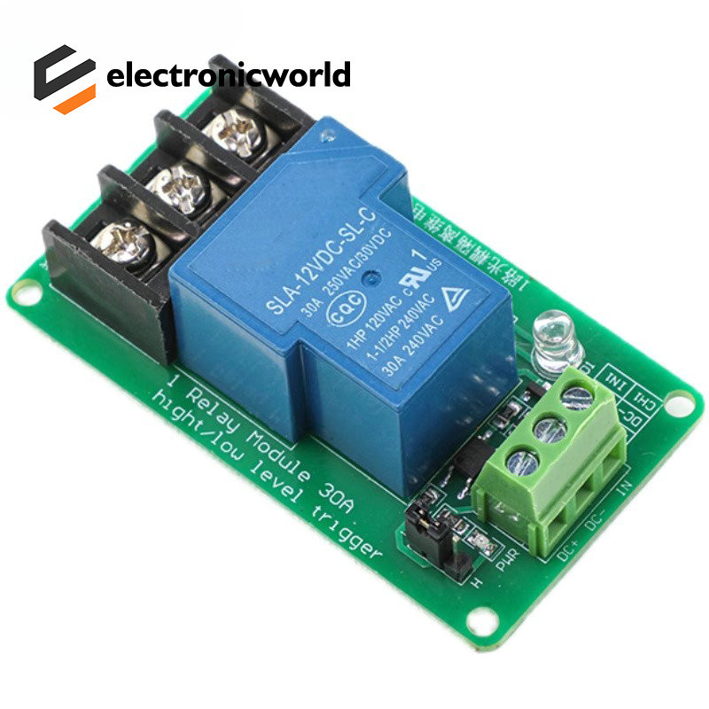 ONE 1 channel relay module 30A with optocoupler isolation 5V 12V 24V supports high and low ...