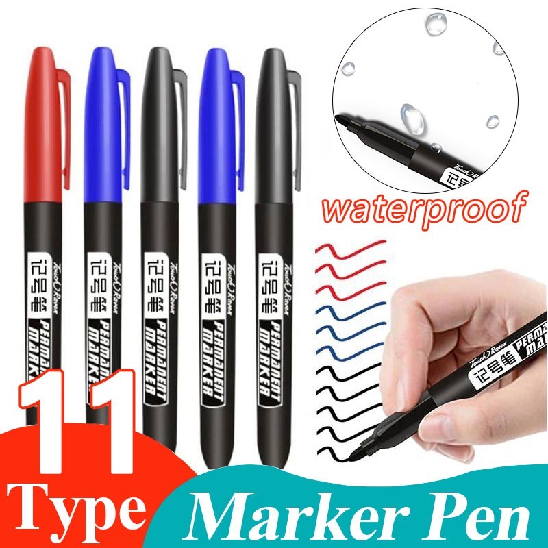 Black Blue Red Ink Thin Nib Permanent Marker Pen / Waterproof Quick ...