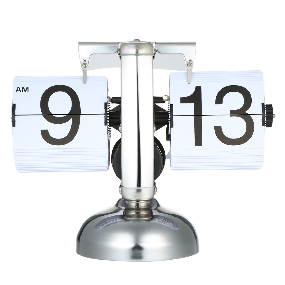 [local delivery]Small Scale Table Clock Flip Over Clock Stainless Steel ...