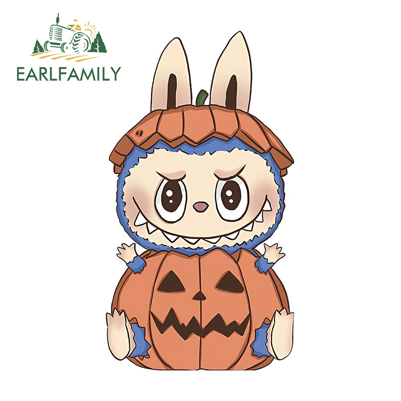 EARLFAMILY 13cm Labubu Cartoon Chibi Car Sticker Air Conditioner Laptop ...