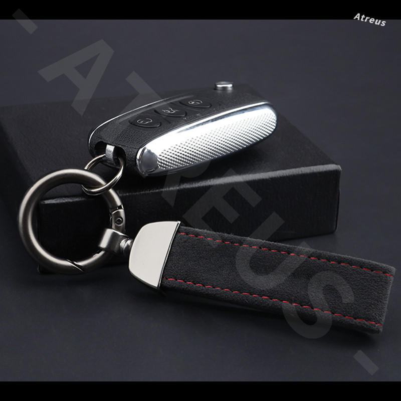 Toyota GR Car Logo Key Chain Suede Carbon Fiber Pure Color Key Ring ...