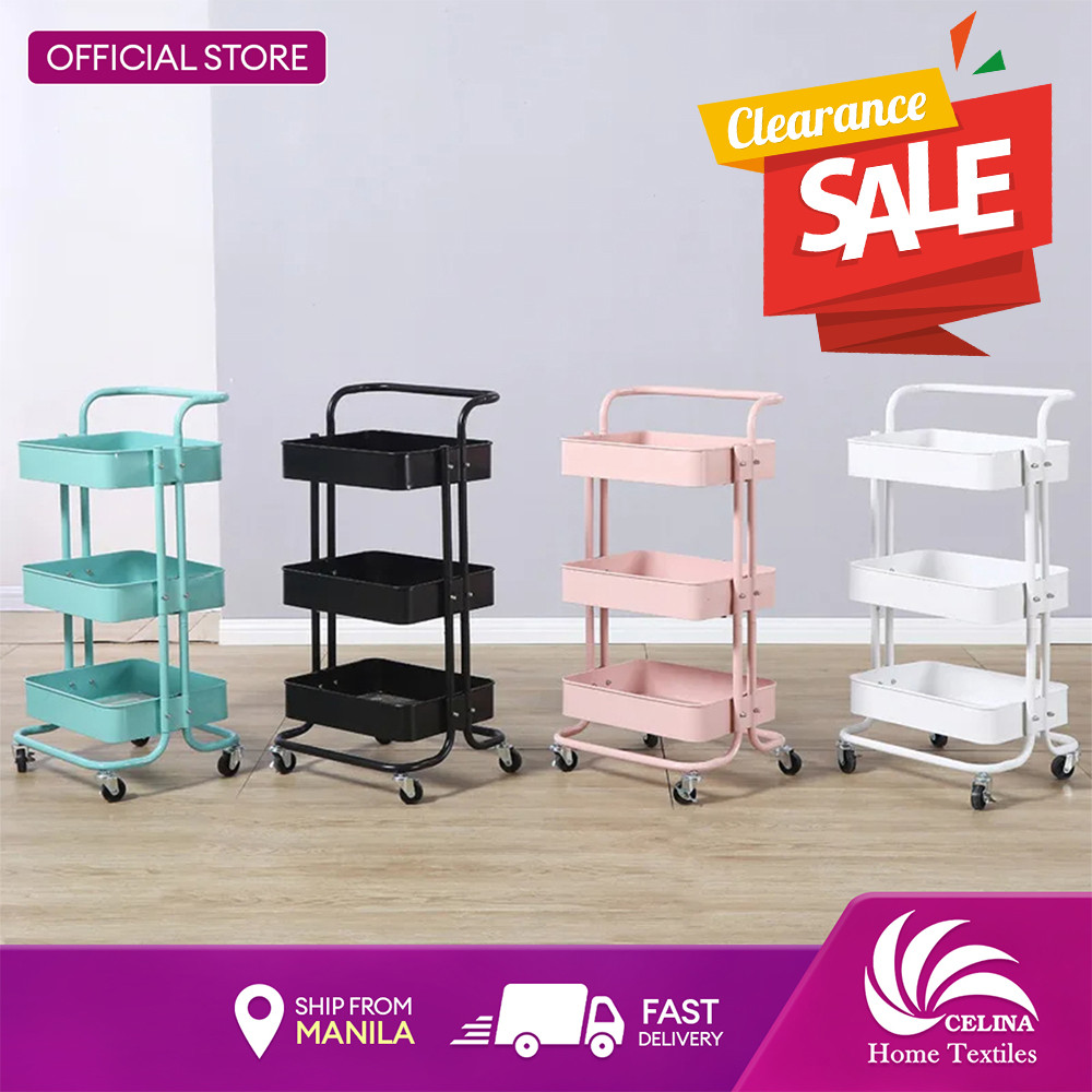 Celina CLEARANCE SALE Kitchen Utility Trolley Cart Shelf Storage Rack Organizer 3-Tier 1pc ...