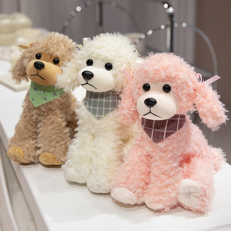 Cute Realistic Poodle Plush Toy with Scarf - Adorable Stuffed Puppy ...