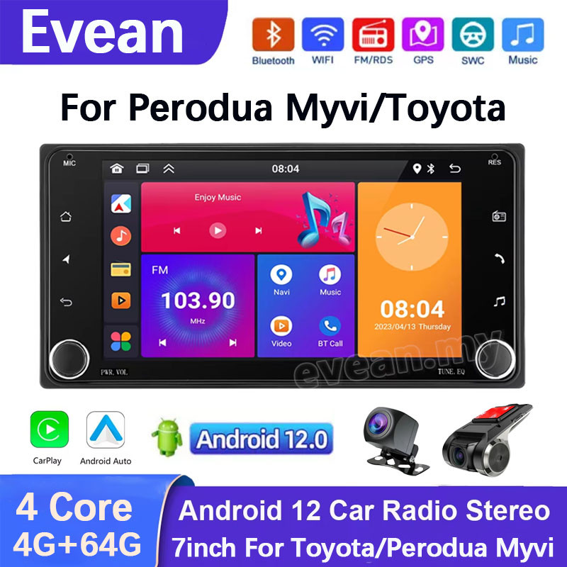 Android 12 Android Car Stereo For Perodua Myvi/Toyota Quad Core 7inch ...