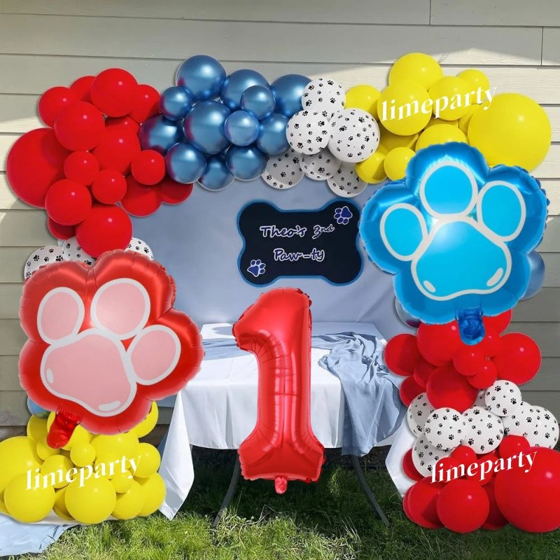 1Set Paw Patrol Balloons Metallic Blue Latex Balloon Garland Arch Kit Boy Birthday Party ...