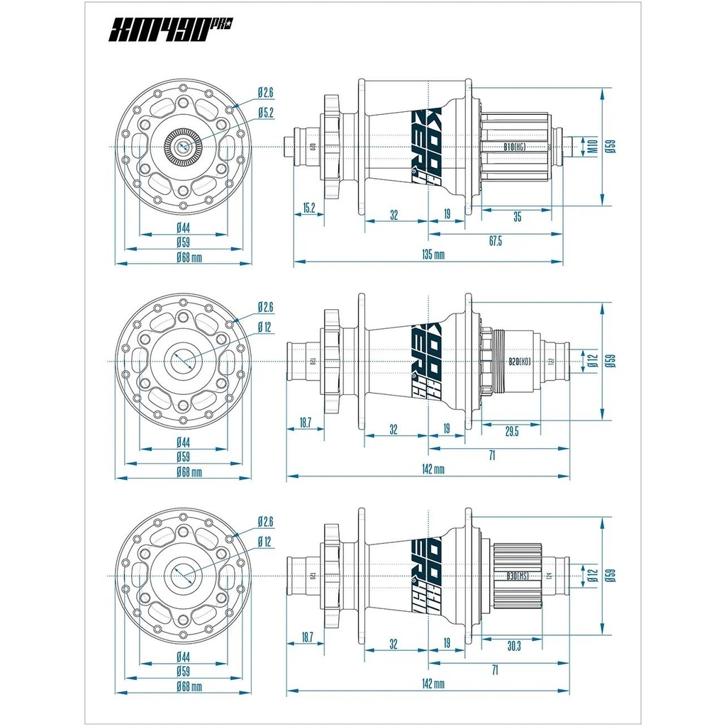 Koozer XM490pro HG Rear hub 28 32 36 Holes MTB Disc Brake Bicycle Hub ...