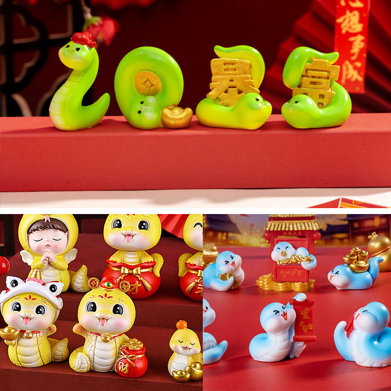2025 New Year Decoration Cute Snake Ornament DIY Mini Resin Statue ...