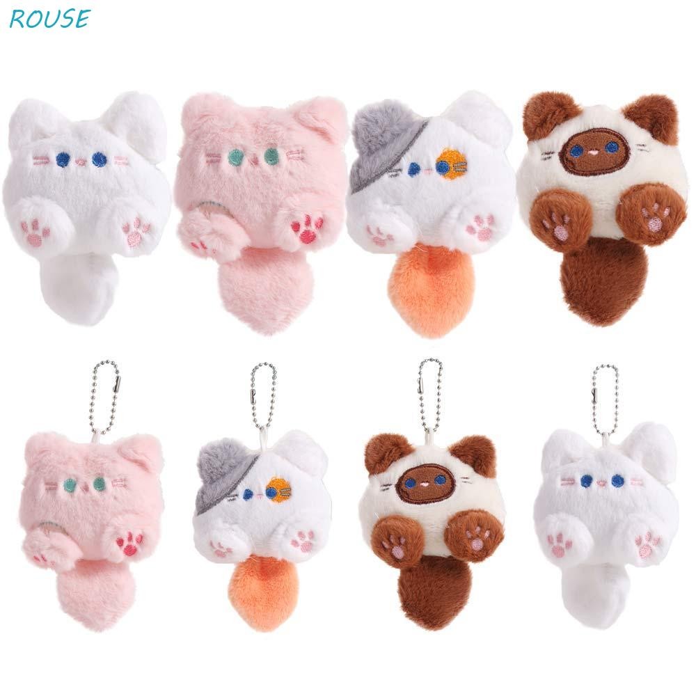 ROUSE Coffee Cat Plush Keychain, Plush Brooch Stuffed Cute Cat Plush ...