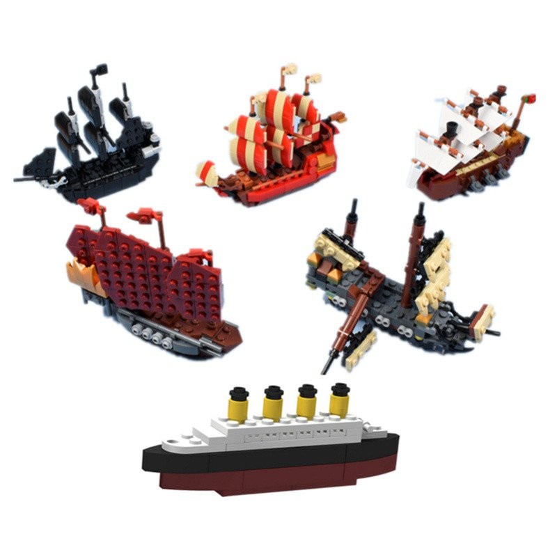 MOC Small Particle Mini Boat Titanic Black Pearl Queen Revenge Pirate ...