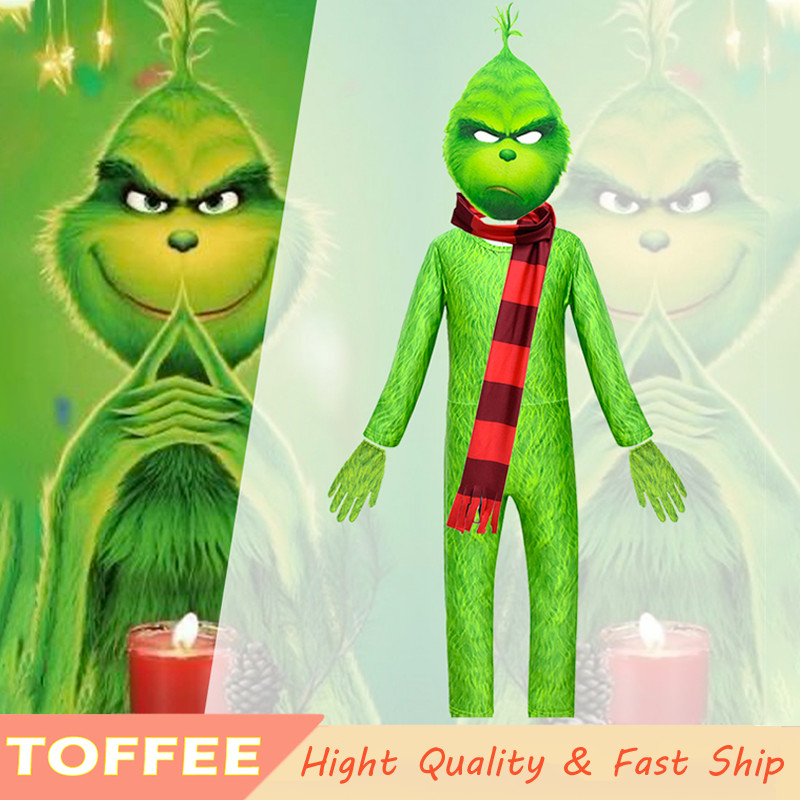 The Grinch Christmas Thief Green Jumpsuit For Kids Boy Girl Halloween X ...