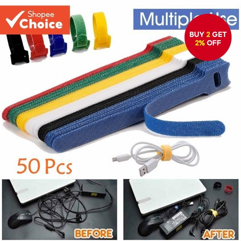 50 Pcs Reusable Cable Tie, Cable Management Tape, Cable Management ...