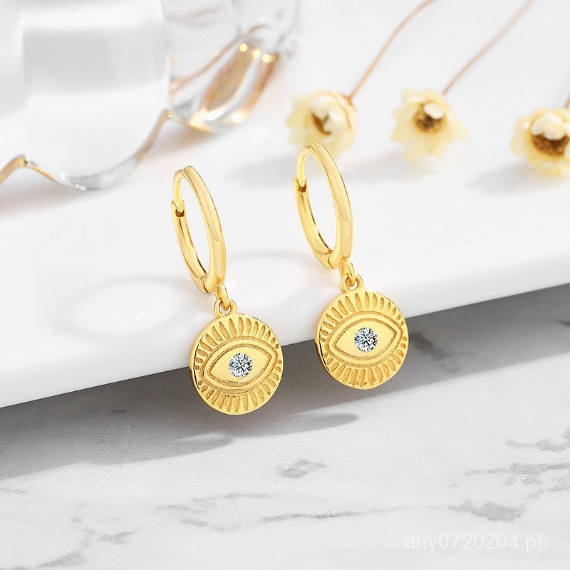 Diamond-encrusted Devil's Eye S925Sterling Silver Earrings Cross-border ...