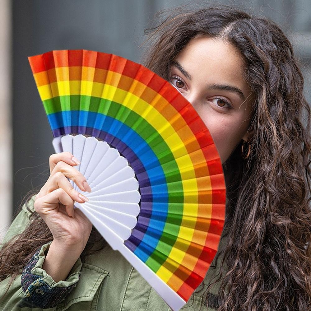 Pride Fan Folding Dance Fan Decorative Pride Day Rainbow Fan Easily ...
