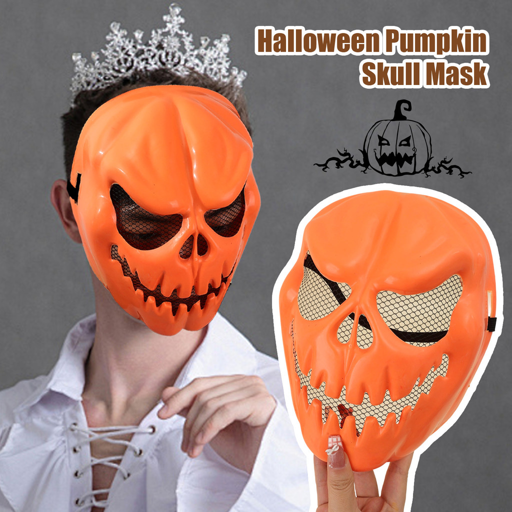 2025 Scary Pumpkin Head Mask - Delicate Horror Orange Plastic Full Face ...