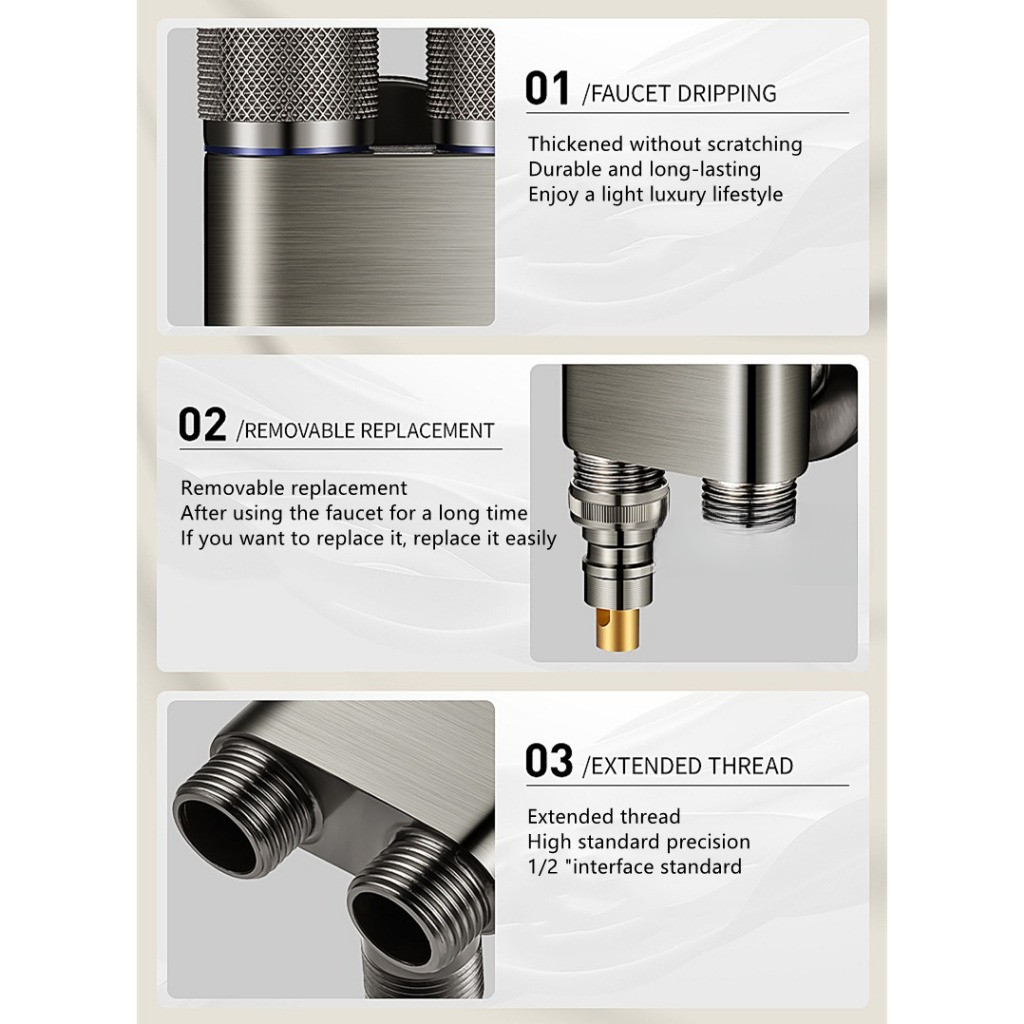 Stainless Steel Double Angle Valve 2 Way Angle Valve 1/2 x 1/2 Multi ...
