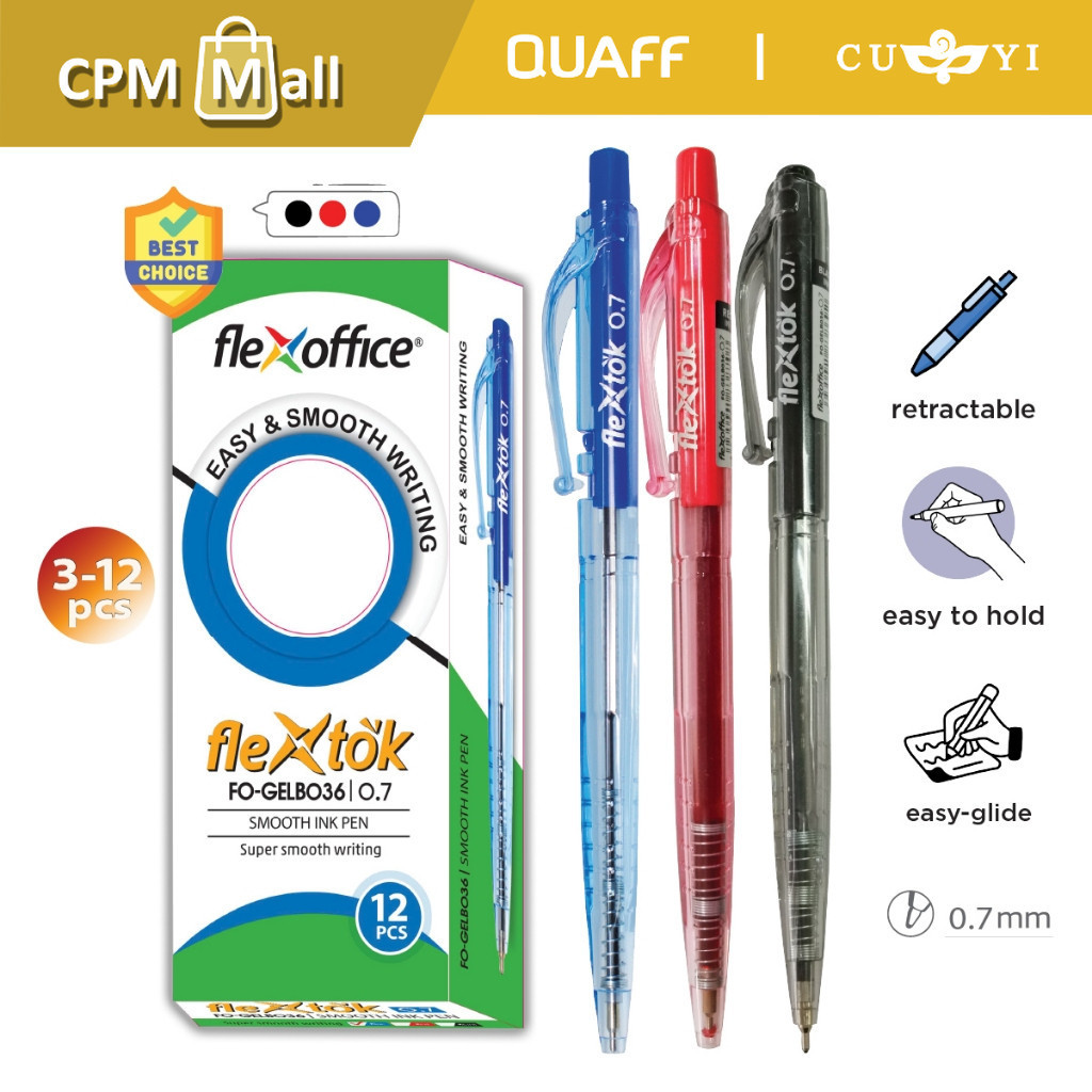 [FLEXTOK]FO-GELBO36 FlexOffice 0.7 mm Smooth Ink Ballpen 6pc / 12pc ...