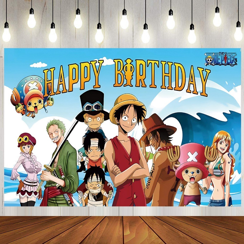 One Piece Birthday Backdrop Kids Boy Party Corsair Luffy Zoro Living ...