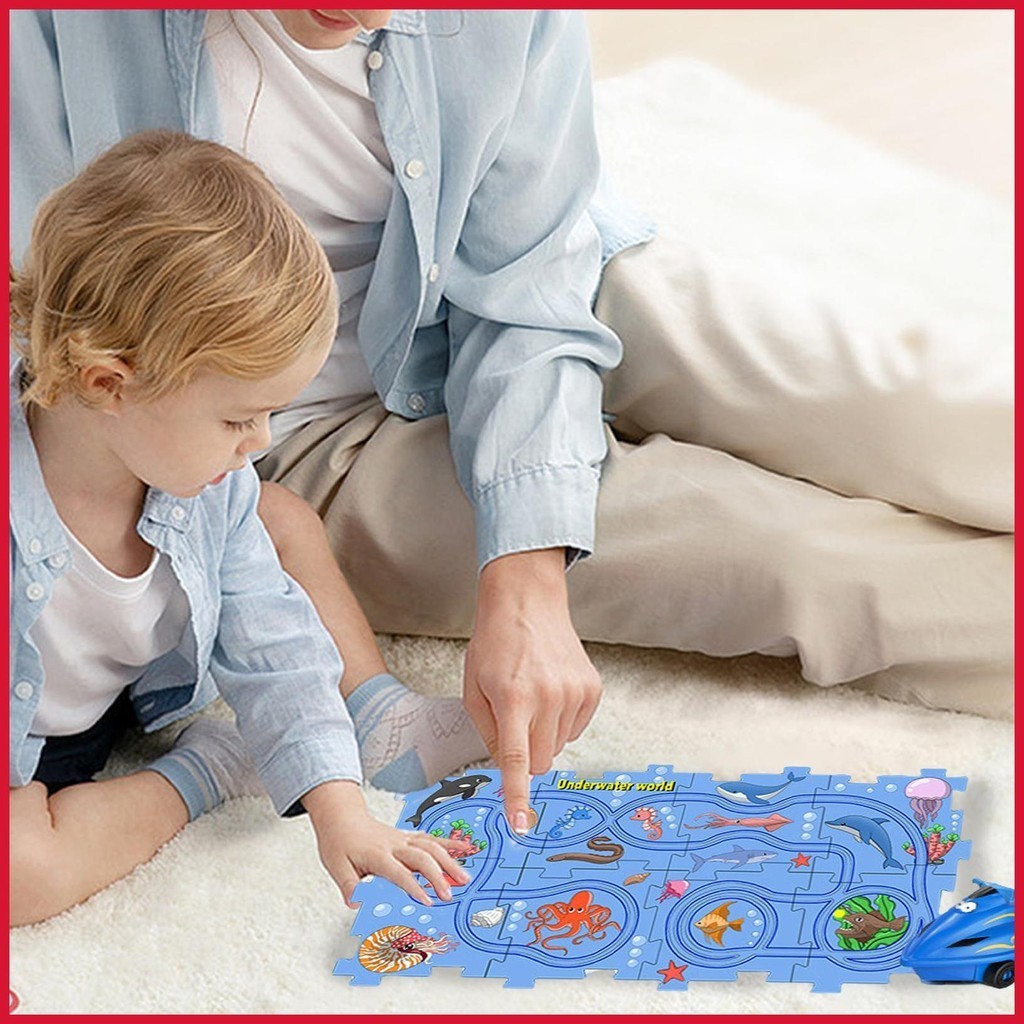 Toddler Car Track Slot Car Race Tracks Electric Car Play Set Car Track ...